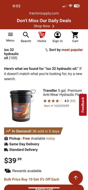 Traveller 5 Gal Premium Anti Wear Hydraulic Fluid At Tractor Supply Co