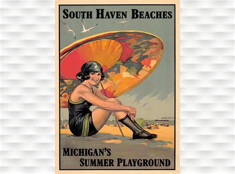 Custom Retro Beach Retro Poster Home Decor Wall Art Birthday T Etsy