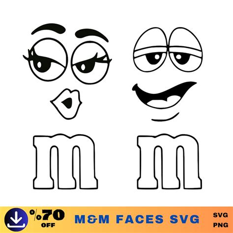 Mandms Faces Svg M And M Svg Cut Files For Cricut Transparet Digital
