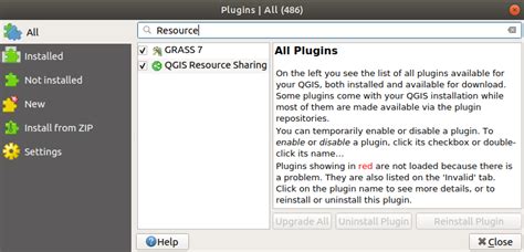 Installing The Plugin QGIS Resource Sharing DEV Documentation