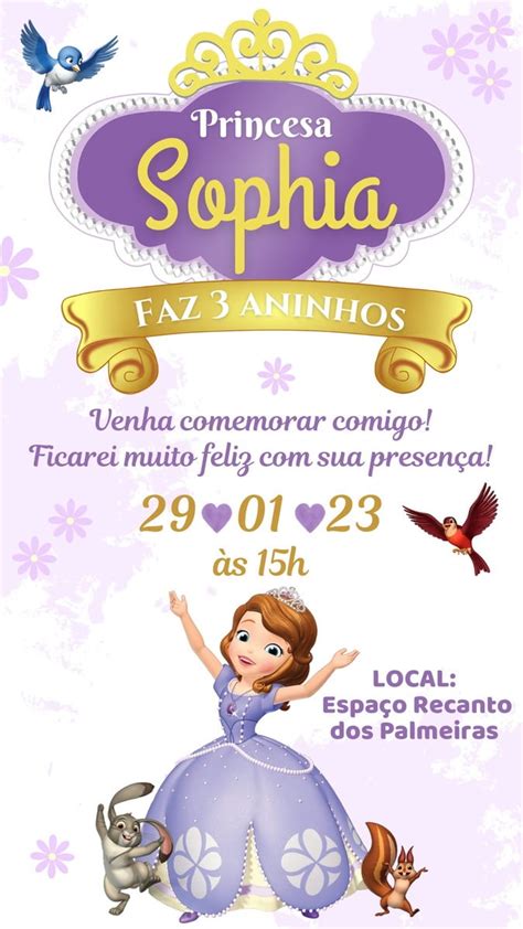 Convite Digital Princesinha Sofia Elo7 Produtos Especiais