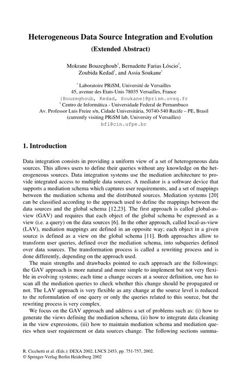 Pdf Heterogeneous Data Source Integration And Evolution