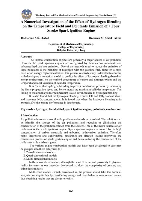 Pdf A Numerical Investigation Of The Effect Of Hydrogen Blending On