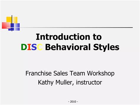 Intro To Disc Behavioral Styles Ppt
