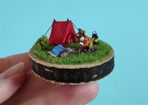Miniature Camping Scene Diorama Model Etsy