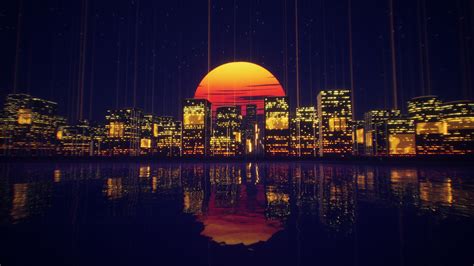 3840x2400 Abstract City Retro Sunset Night 4k 4k Hd 4k Wallpapers