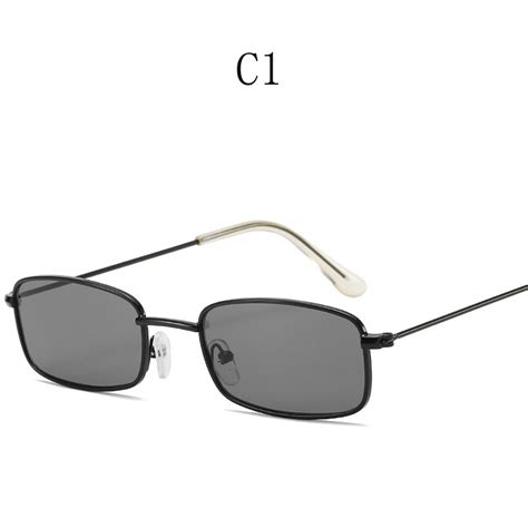 Narrow Rectangle Frame Metal Eyeglasses For Men Women Stylish Cool Girl