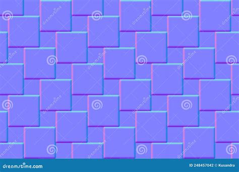 Normal Map Seamless Pattern Of Pavement With Square Blocks Stock