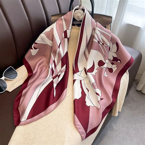Sciarpa Quadrata Di Lusso 90 90 Cm Twill Di Seta Sensazione Di Fiori