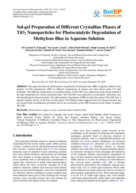 Pdf Sol Gel Preparation Of Different Crystalline Phases Of Tio2 Nanoparticles For