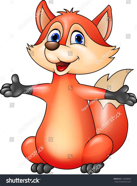 Funny Fox Cartoon Waving Stock Illustration 118290835 Shutterstock