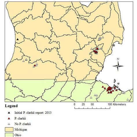 Map Of Counties Surveyed For Crayfish Use In Michigan Classrooms The