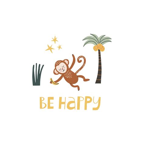 Śmieszne Małpy Skaczące Wektor Znaków W Stylu Handdrawn Dzieci