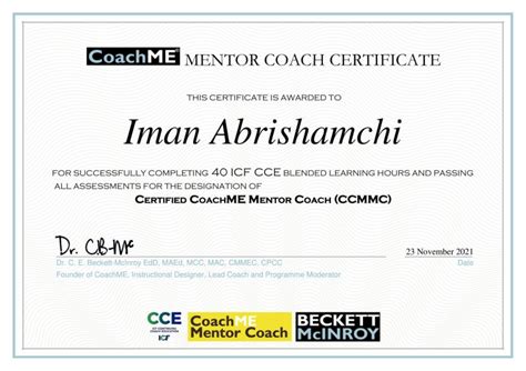 Iman Abrishamchi Mcc On Linkedin Another Achievement Toward Coaching Journey The More I