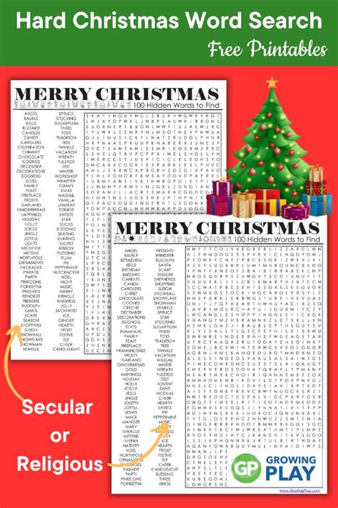 Free Printable Christmas Word Search Hard