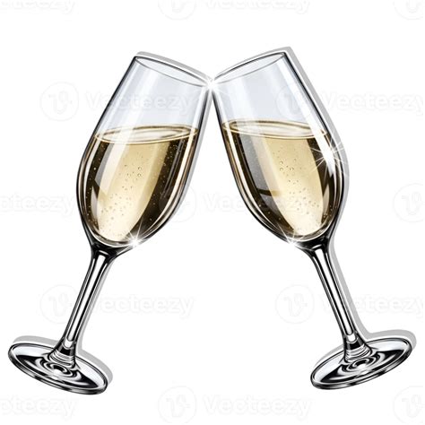 Elegant Champagne Glasses Clinking For Celebrations 74305319 Png