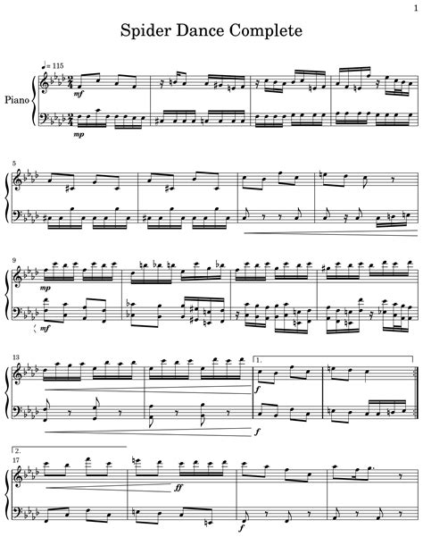 Spider Dance Complete Sheet Music For Piano