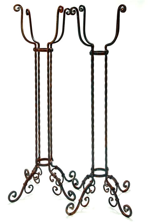 Hand Forged Iron Plant Stands Set 2 At 1stdibs