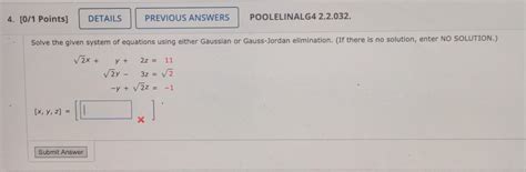 Solve The Given System Of Equations Using Either Chegg