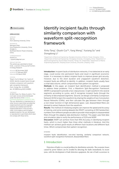 Pdf Identify Incipient Faults Through Similarity Comparison With