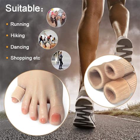 Cuttable Toe Tubes Sleeves 5 Pack Small Size Made Of Elastic Fabric Lined With Silicone Gel