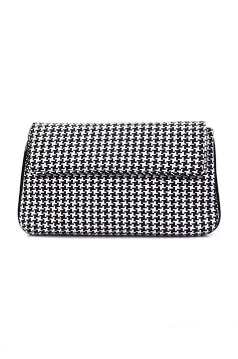 Handmade Houndstooth Woolen Bag Black And White Printed Purse