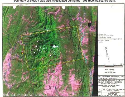 Satellite Image Map Showing The Five Identified Mesothermal