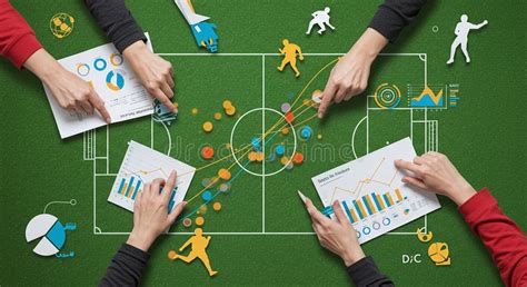 Team Analyzing Soccer Game Strategy With Data Analytics Stock Illustration Illustration Of
