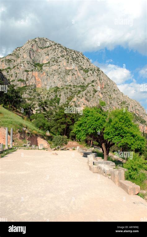 Marble Sacred Way With Mt Parnassus In The Background Sanctuary Of