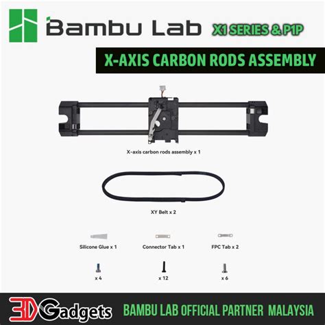Bambu Lab X1 Series And P1p X Axis Carbon Rod Assembly
