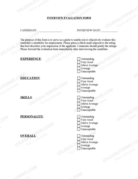 Interview Evaluation Form Checklist With Hiring Recommendation Us