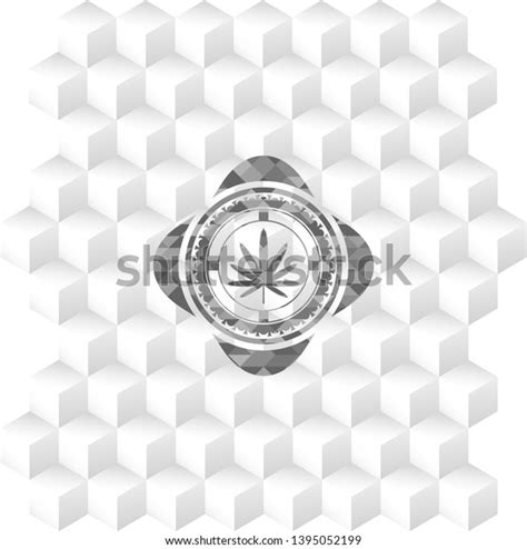 Weed Leaf Icon Inside Realistic Grey Stock Vector Royalty Free