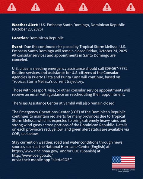 Weather Alert U S Embassy Santo Domingo Dominican Republic October