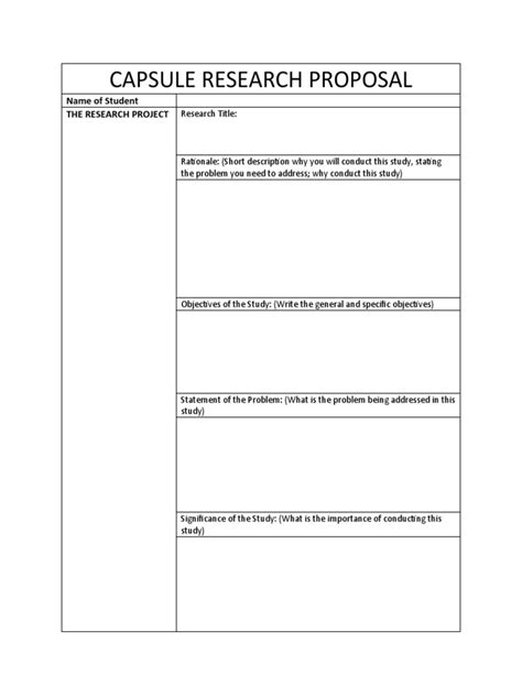 Capsule Research Proposal Template Pdf