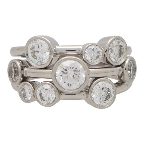 Contemporary Diamond Bubble Ring Set In Platinum Medium Model For