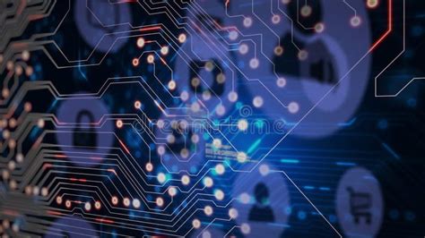 Glowing Nodes With Animation On Circuit Board Pattern Over Digital Blue