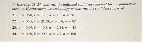Solved Exercises 21 24 Construct The Indicated Confidence