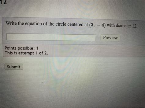 solved 12 write the equation of the circle centered at 3