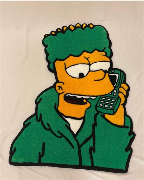 Handmade Bart Simpsion Custom Tufting Rug Etsy
