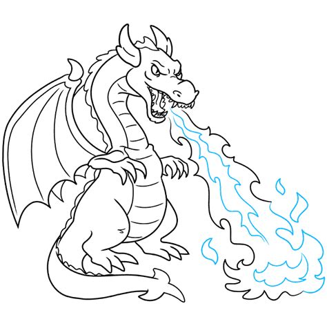 How To Draw A Dragon Breathing Fire Step By Step