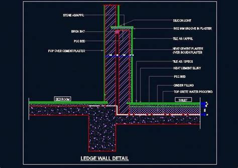 Toilet Ledge Wall And Floor Sectional Detail Wall Base Detail Cad