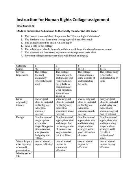 Instruction For Human Rights Collage Assignment Pdf
