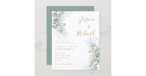Budget Watercolor Eucalyputus Sage Green Wedding Zazzle