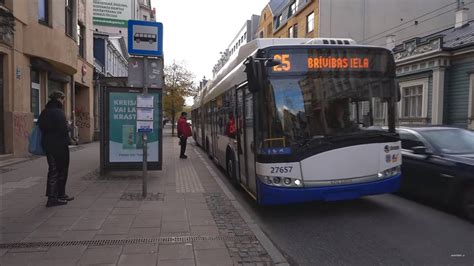 Latvia Riga Trolleybus 25 Ride From Lāčplēša Iela To Brīvības Iela Youtube