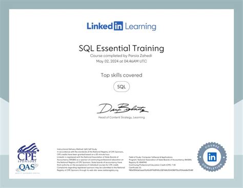 parsia zahedi on linkedin certificate of completion