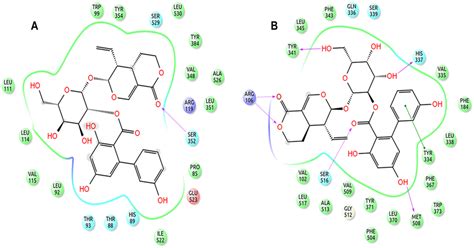 2d Representation Of The Binding Pose Of Amarogentin Inside The Download Scientific Diagram
