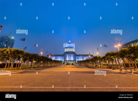 Night View Of The Historical San Francisco City Hall California Stock