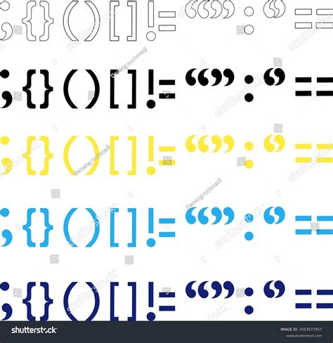 Collection Programming Syntax Symbols Including Brackets Stock Vector