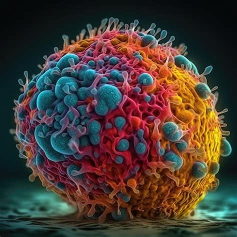 Premium Ai Image Vivid Colors Of A Cell Nucleus Under An Electron Microscope Perfect For