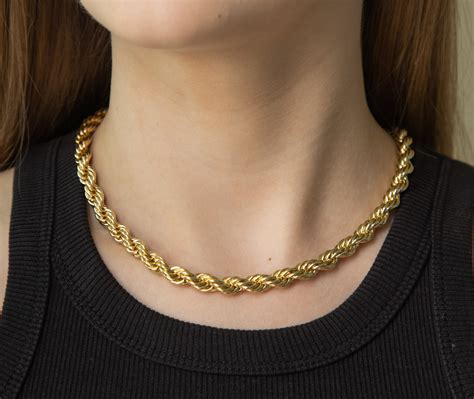 Gold Rope Chain Necklace For Women Solid Gold Rope Chain For Men Rope